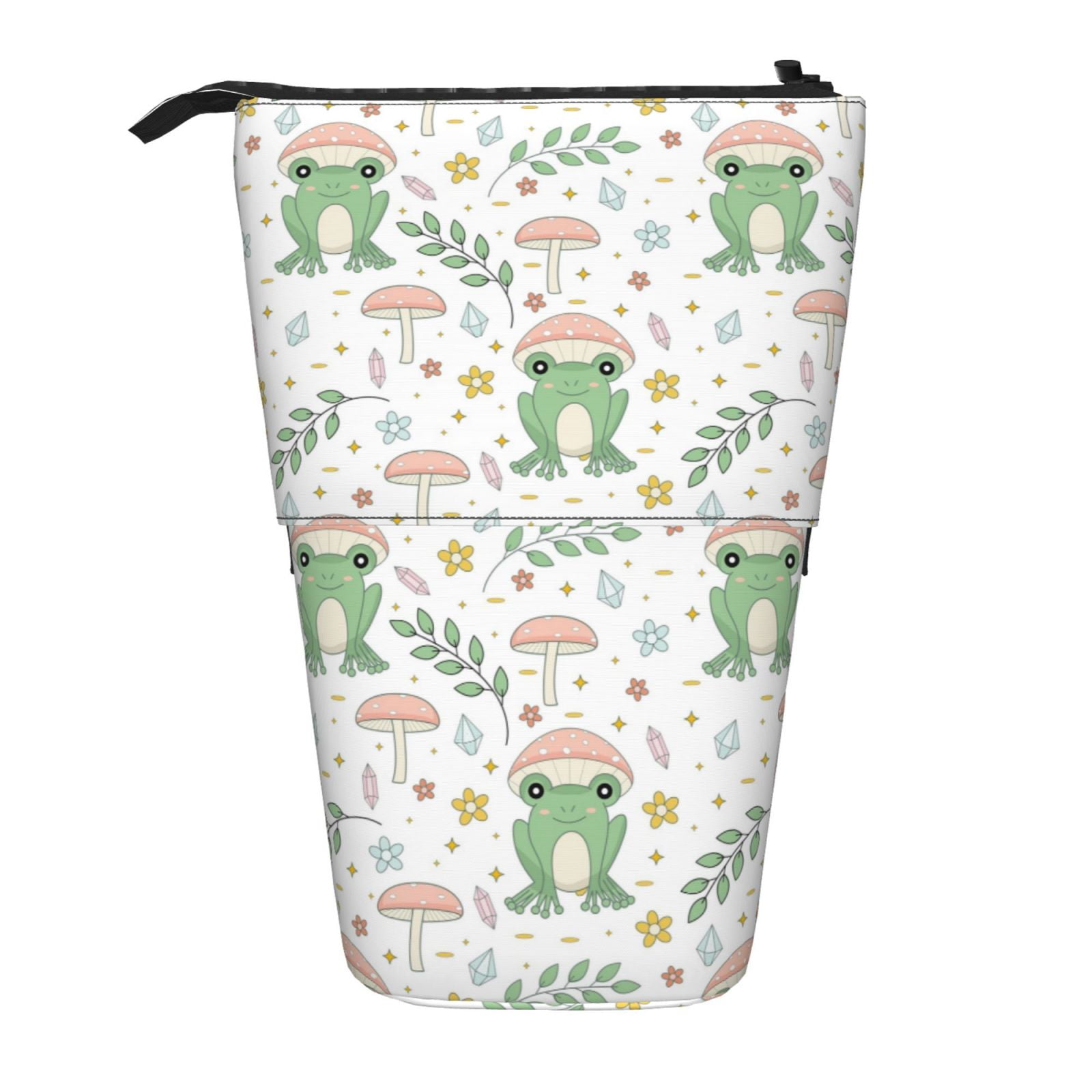 Xecao Frog and Mushrooms Print Telescopic Pencil Bag Pen Holder Pop Up ...