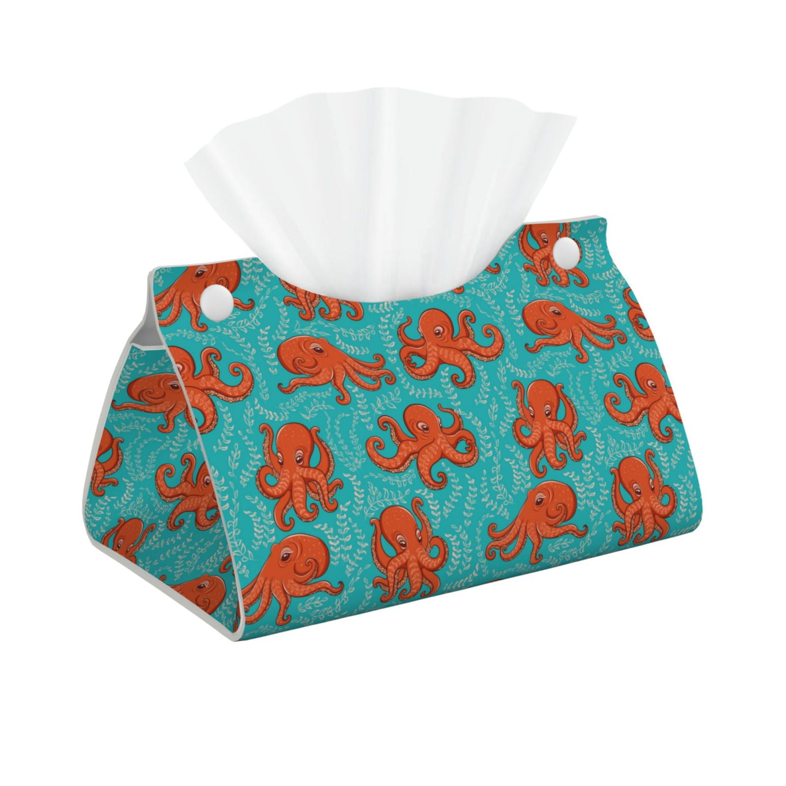 Xecao Fun Octopus Print Tissue Box Cover,Modern PVC Leather Square ...