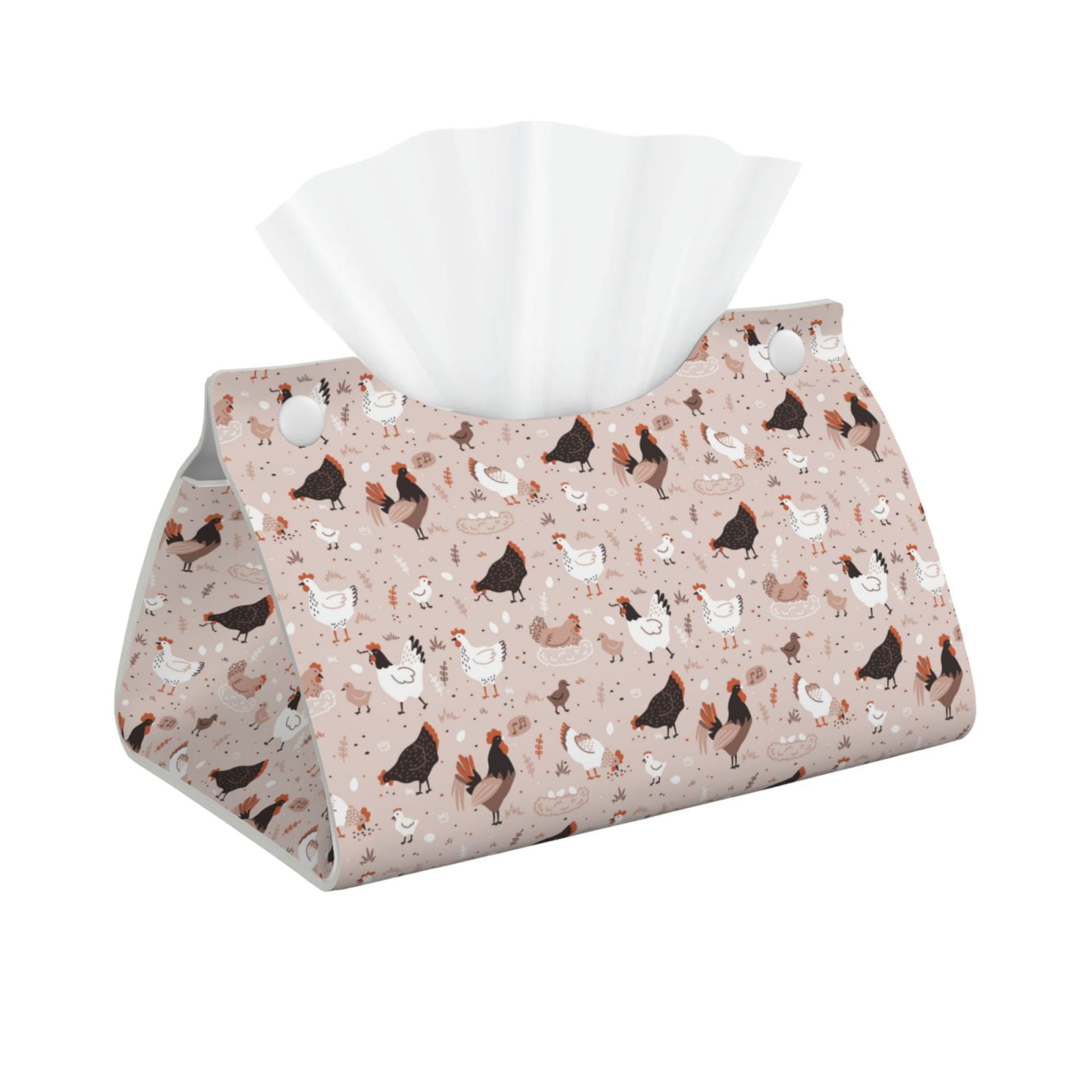 Xecao Funny Chicken Print Tissue Box Cover,Modern PVC Leather Square ...
