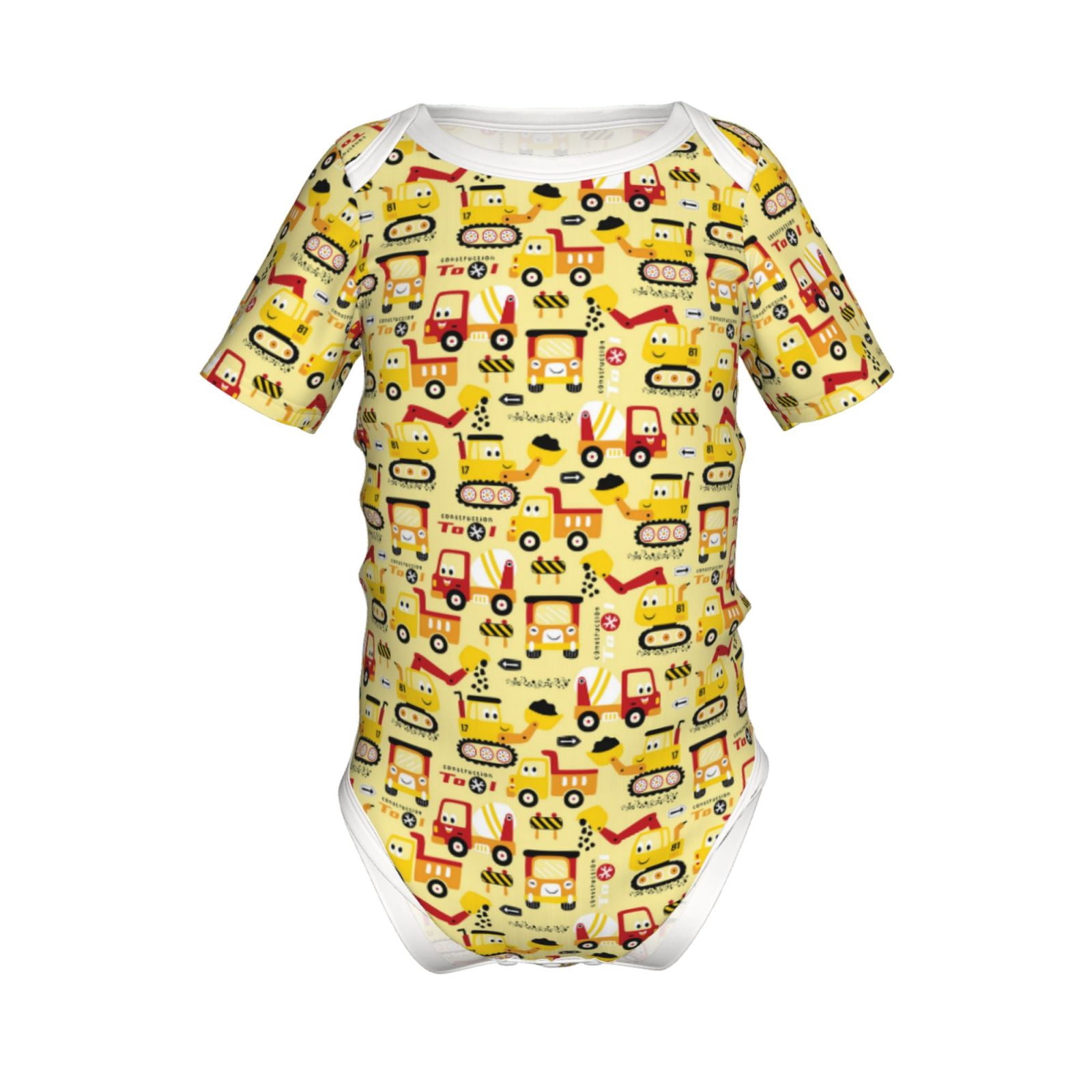 Xecao Funny Construction Vehicles Pattern Baby Climbing Bodysuit Short ...