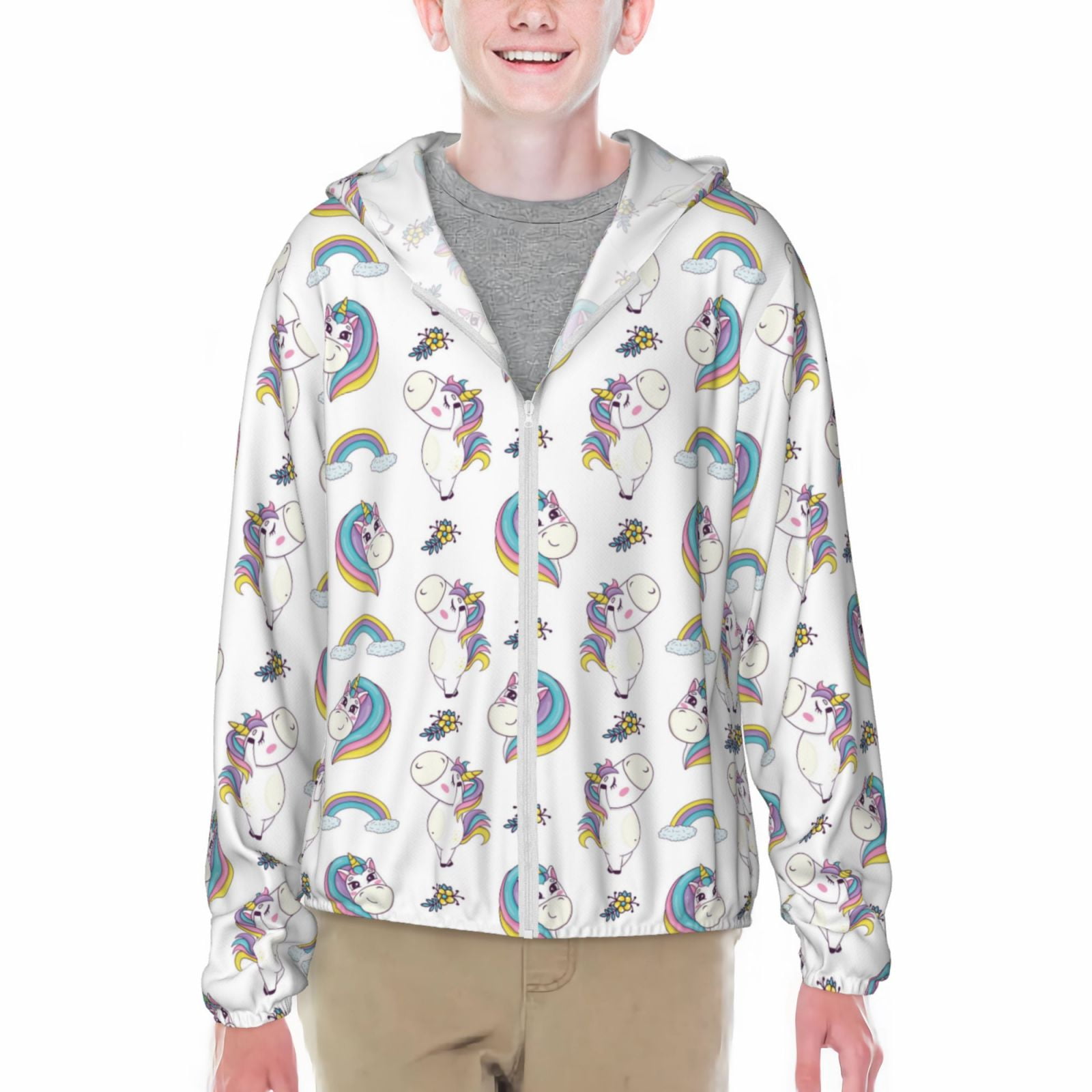 Xecao Funny Kawaii Unicorns Dancing Print Fishing Shirts for teenager Long Sleeve UV Sun ...