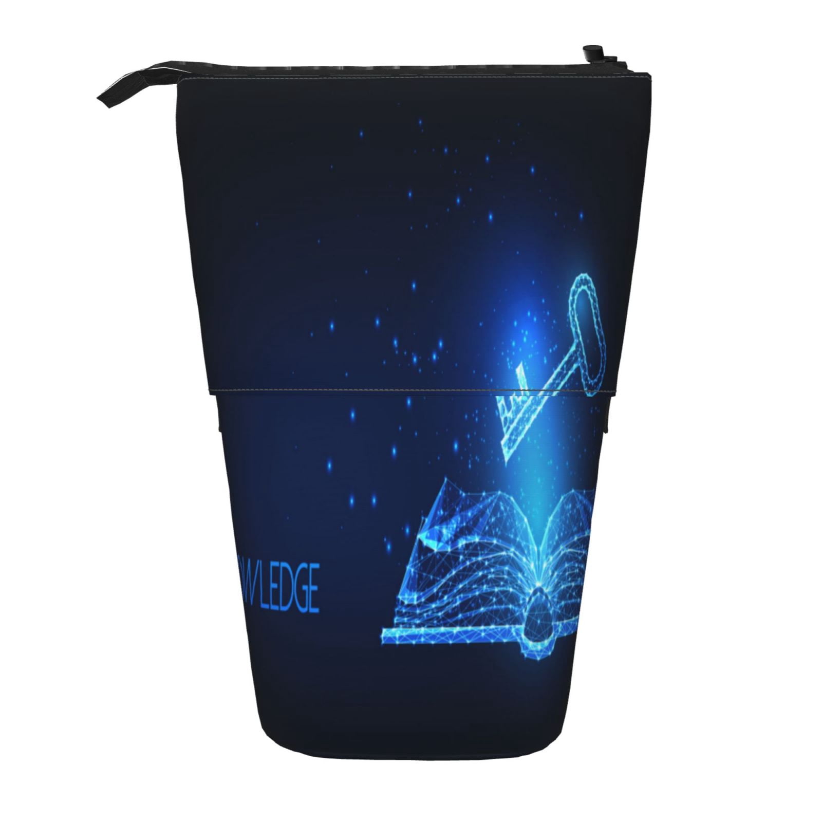Xecao Futuristic Book Knowledge Print Telescopic Pencil Bag Pen Holder ...