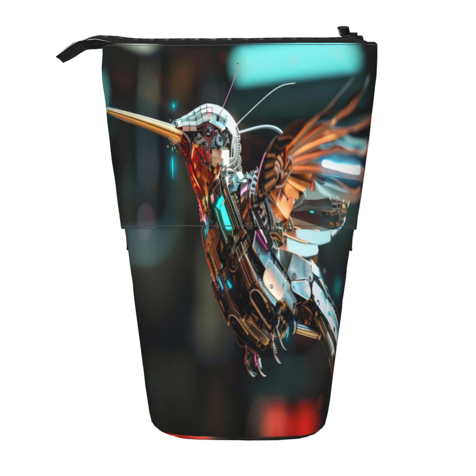 Xecao Futuristic Robot Hummingbird Print Telescopic Pencil Bag Pen ...