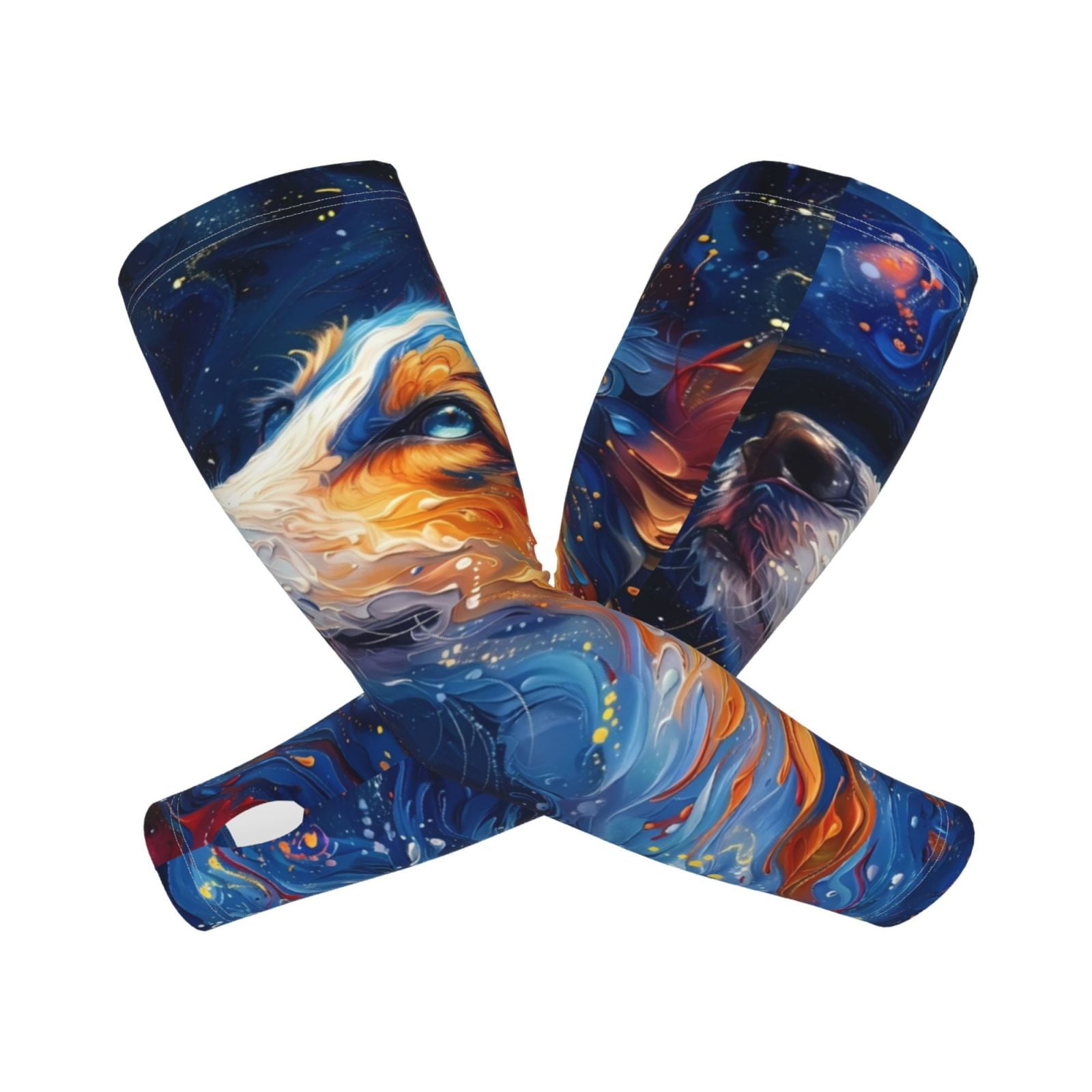 Xecao Galactic Dog Swirls Art Print Cooling Arm Sleeves, UPF 50 UV Sun ...