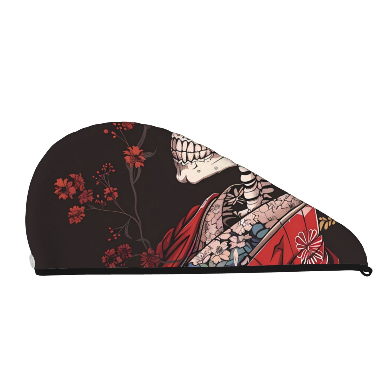 Xecao Geisha Skeleton With Flowers Print Hair Towel, Hair Turbans for ...