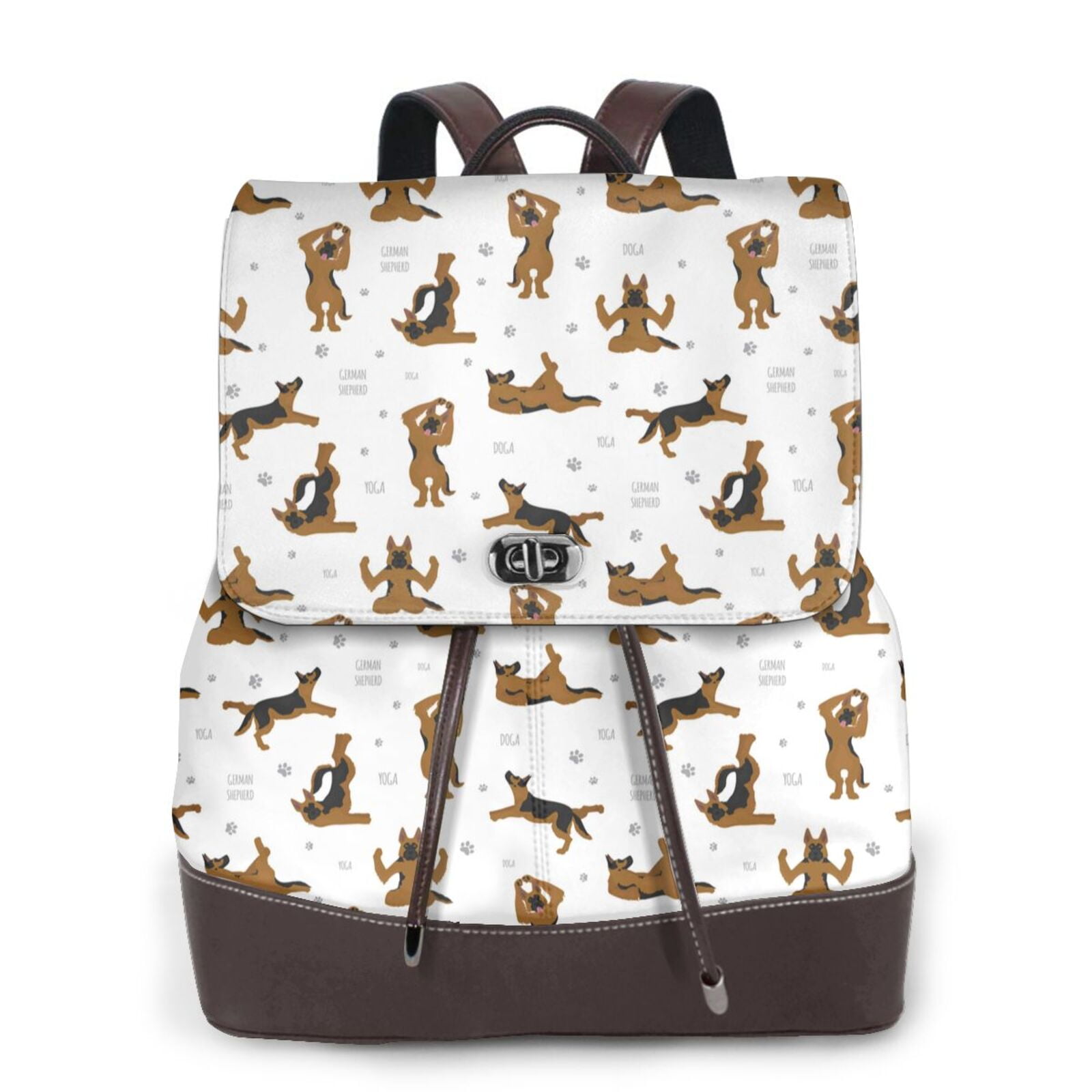 Xecao German Shepherd Dog Print Large Backpack Soft Leather for Women ...