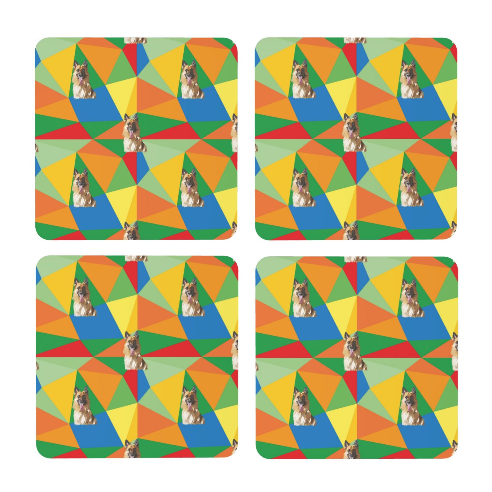 Xecao German Shepherd Dog for MDF Cork Coaster 4 Pcs,Drink Coasters ...