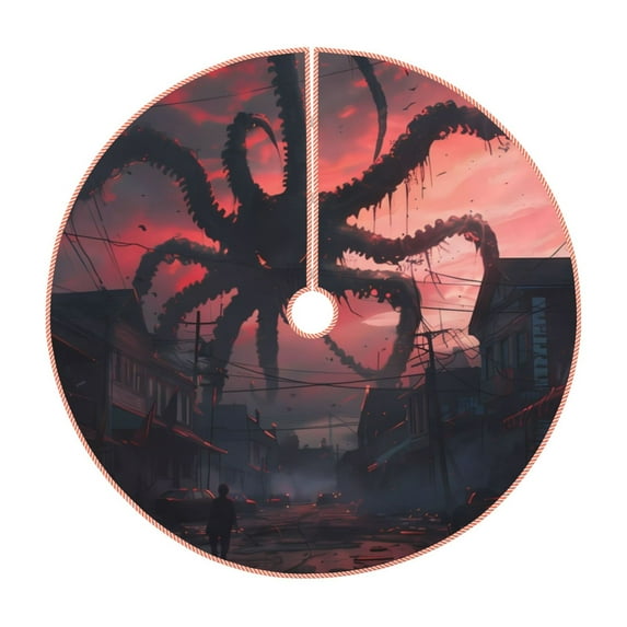 Xecao Giant Monster Over City Pattern Christmas Tree Skirt Holiday Part ...