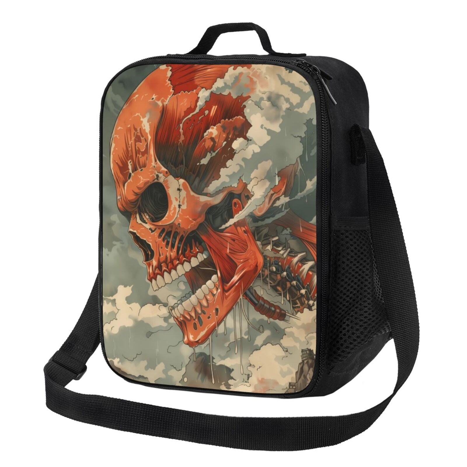 Xecao Gigantic Skull In Clouds Print Lunch Bag - Durable, Double-Insulated Lunch Bag, Holds ...