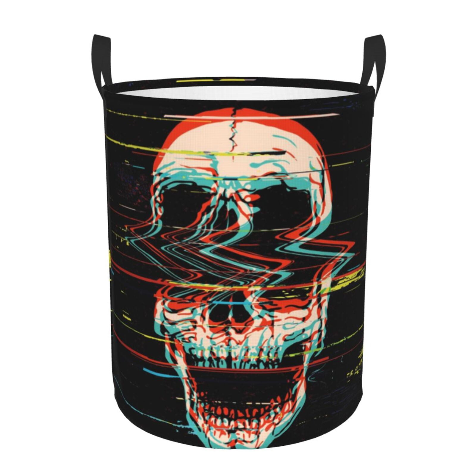 Xecao Glitch Screaming Skull Print Laundry Hamper Basket,designed for ...