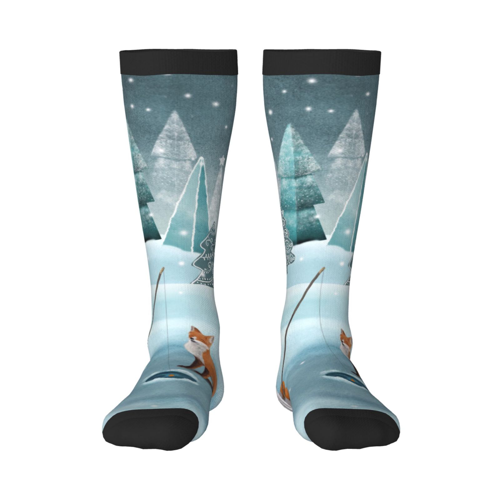 Xecao Gnome And Red Fox Fishing Print Compression Socks for Both Men ...