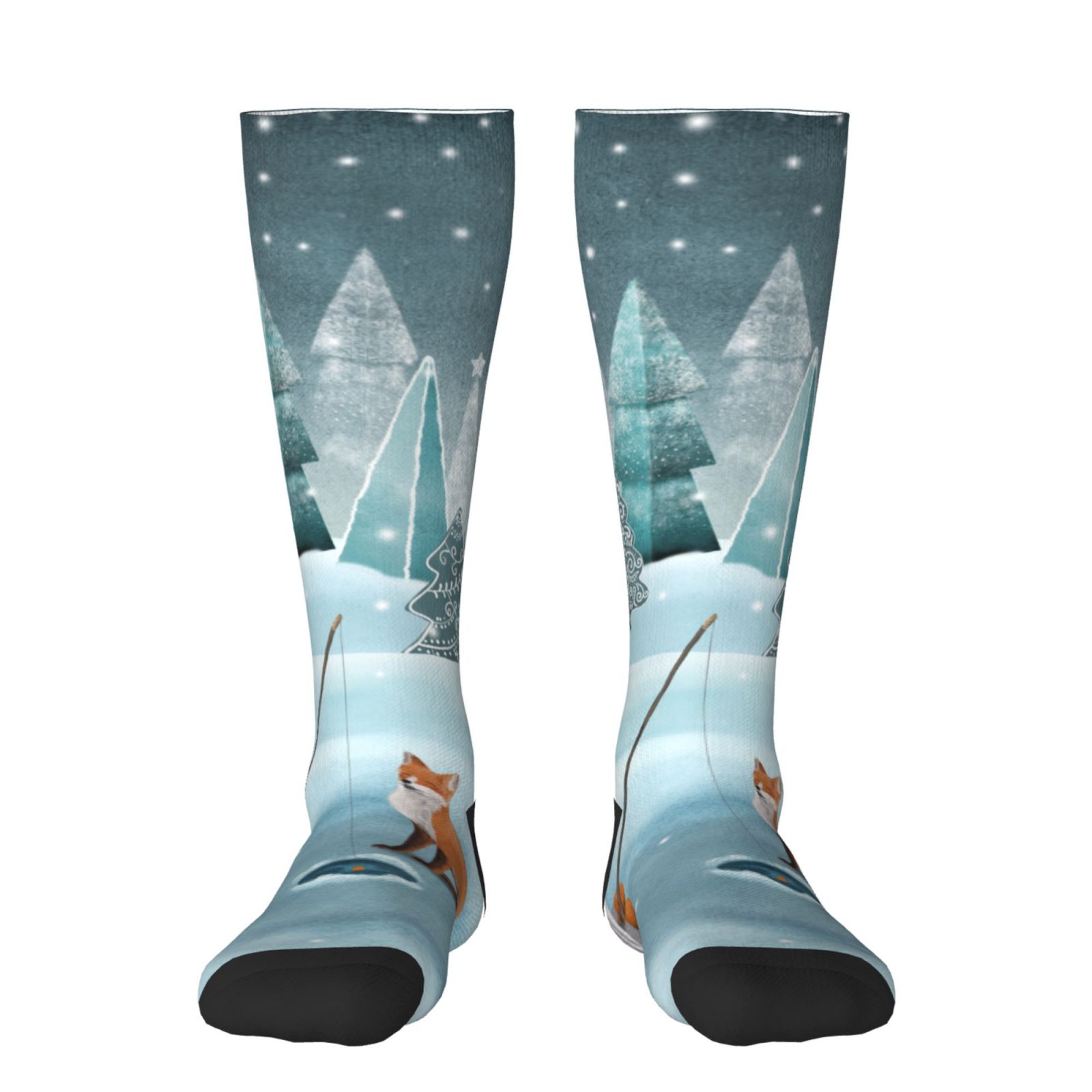 Xecao Gnome And Red Fox Fishing Print Compression Socks for Both Men ...