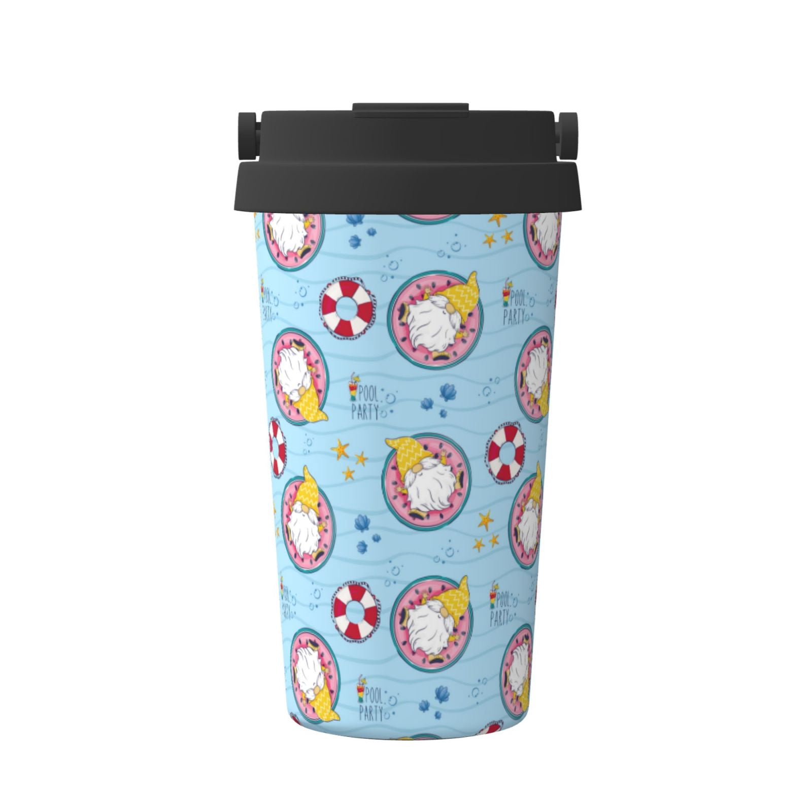 Xecao Gnome Pool Party Pattern Insulated Coffee Mug with Handle & Flip ...