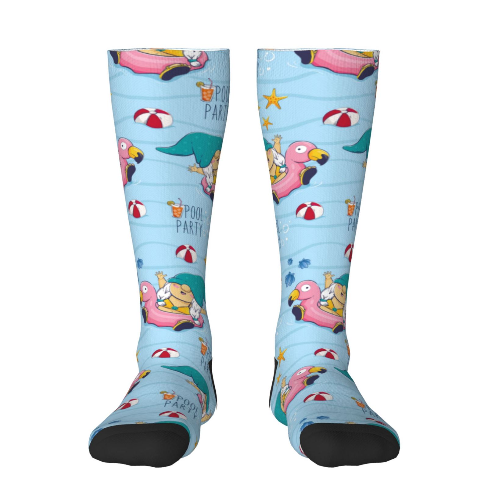 Xecao Gnome Pool Party print thigh-high socks, crafted for both men and ...