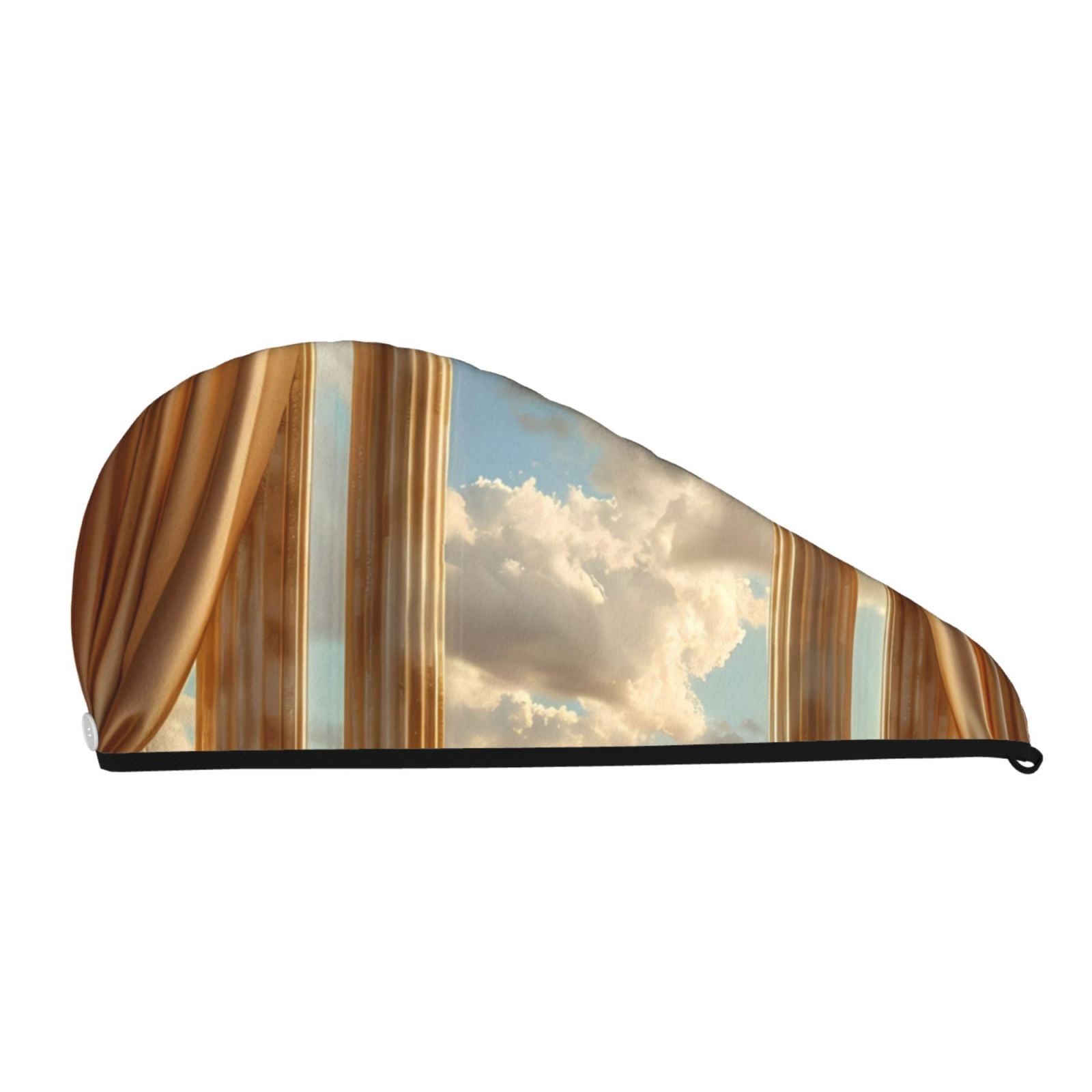 Xecao Golden Drapes Pillars Clouds Print Hair Towel, Hair Turbans for ...