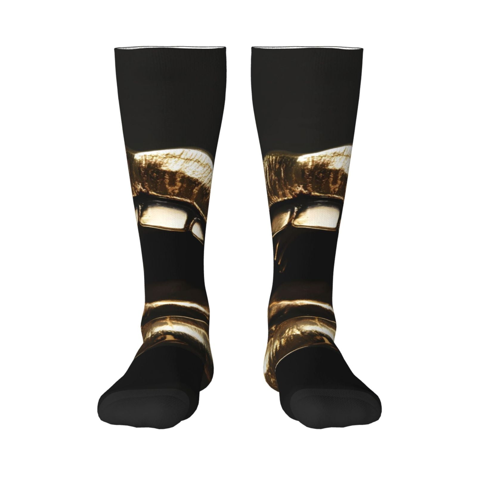 Xecao Golden Lips Modern Sculpture Print Compression Socks for Both Men ...