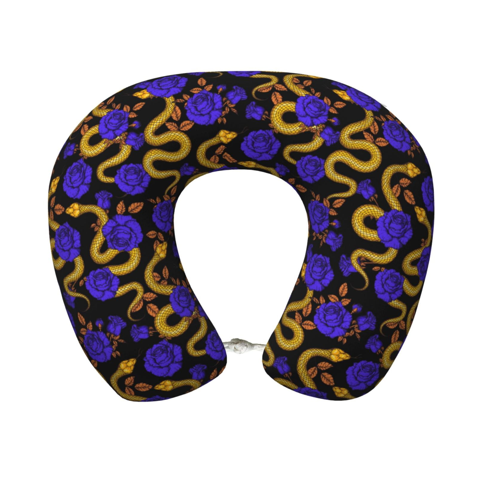 Xecao Golden Snake And Purple Rose Print Memory Foam Cervical Neck ...