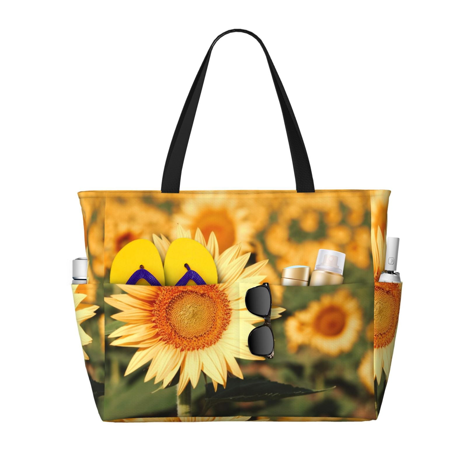 Xecao Golden Sunflower In Field for versatile beach bag for women ...
