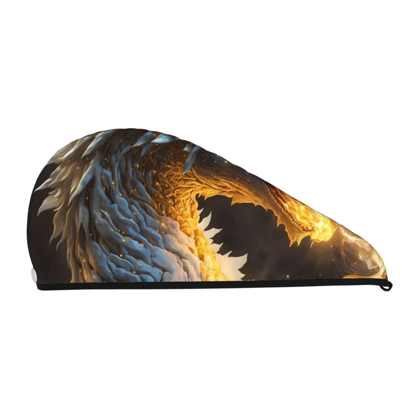 Xecao Golden White Fire Dragon Print Hair Towel, Hair Turbans for Wet ...