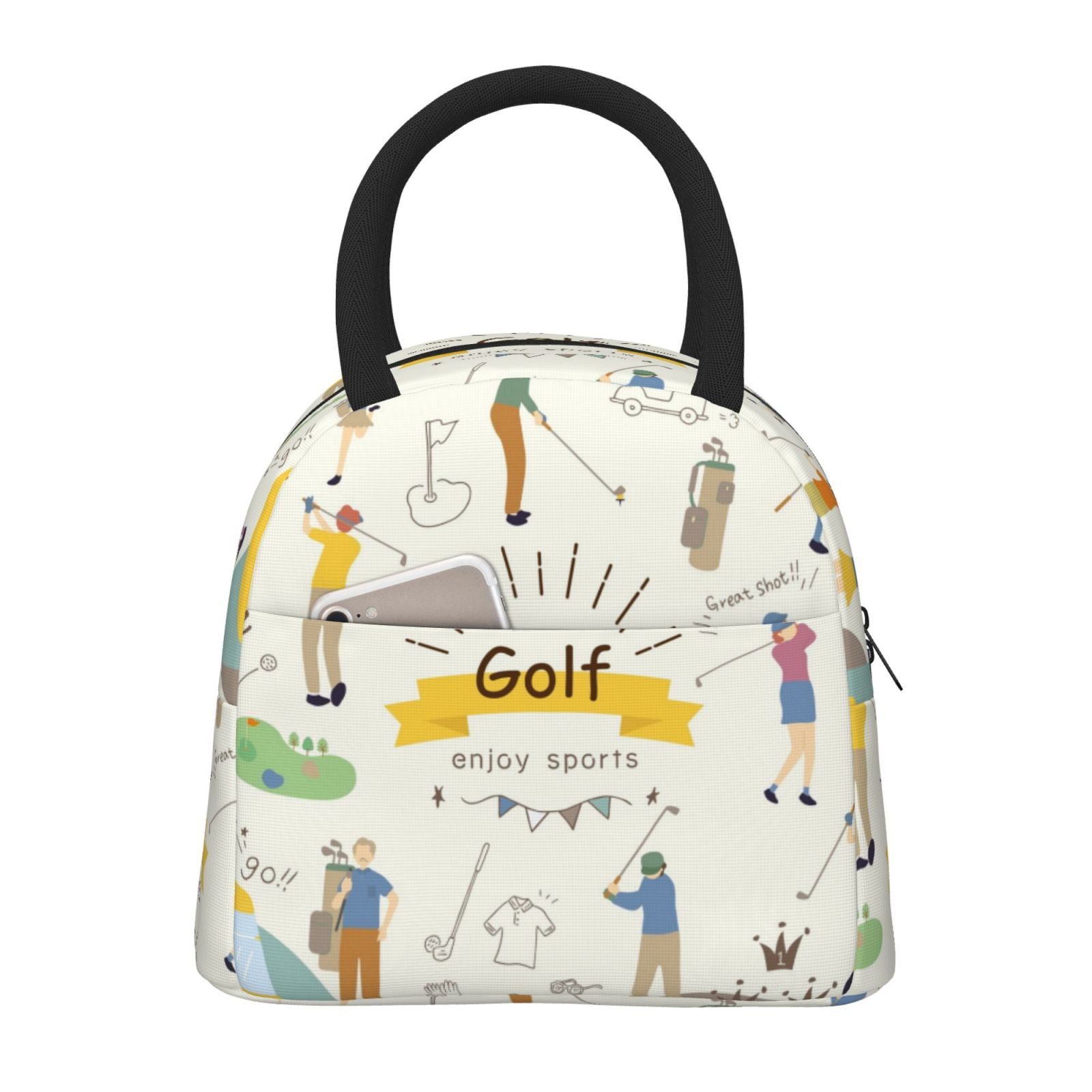 Xecao Golf Icons And Golfer Lunch Bag , an insulated, reusable tote bag ...