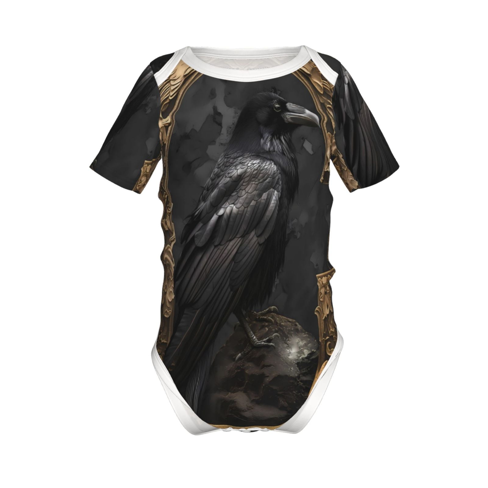 Xecao Gothic Raven Portrait Pattern Baby Climbing Bodysuit Short Sleeve ...