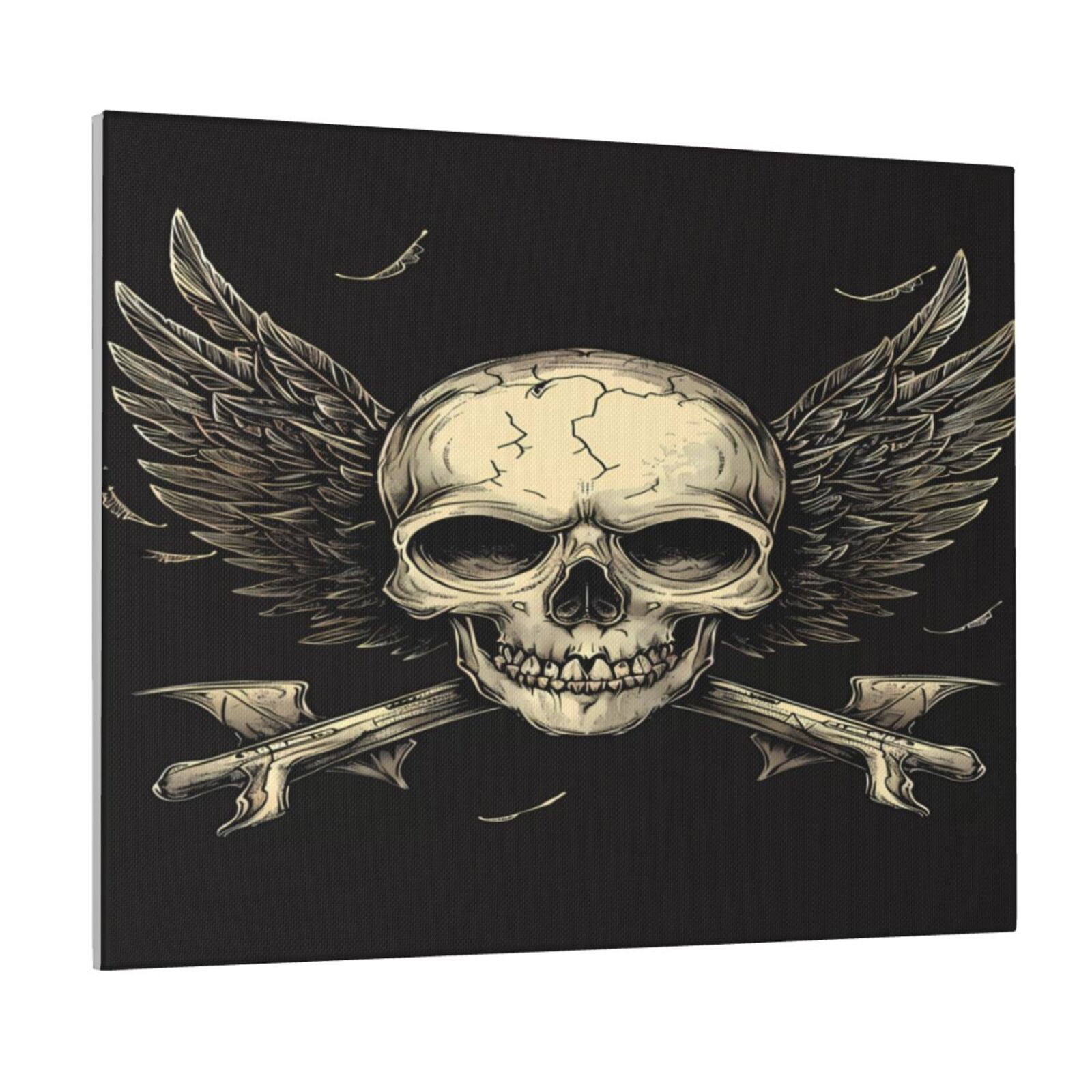 Xecao Gothic Winged Skull for Waterproof Framed Canvas Art - Modern ...