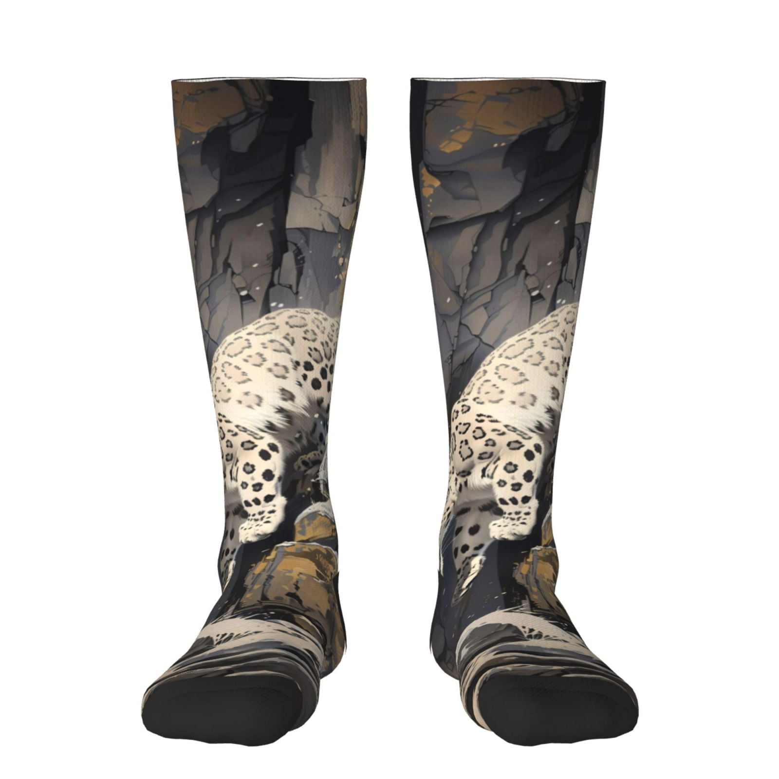 Xecao Graceful Snow Leopard Print Compression Socks for Both Men And ...