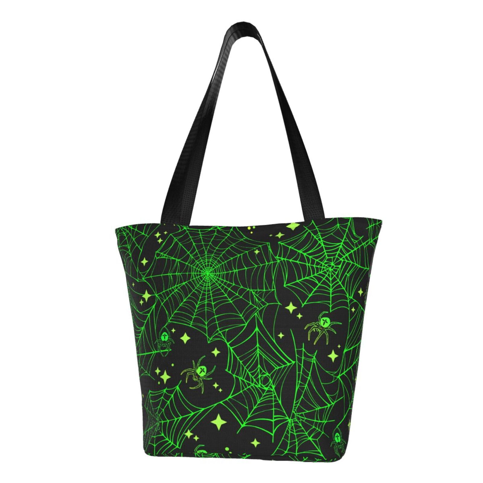 Xecao Green Bright Web with Spiders for Tote Bag for Women -Tote ...