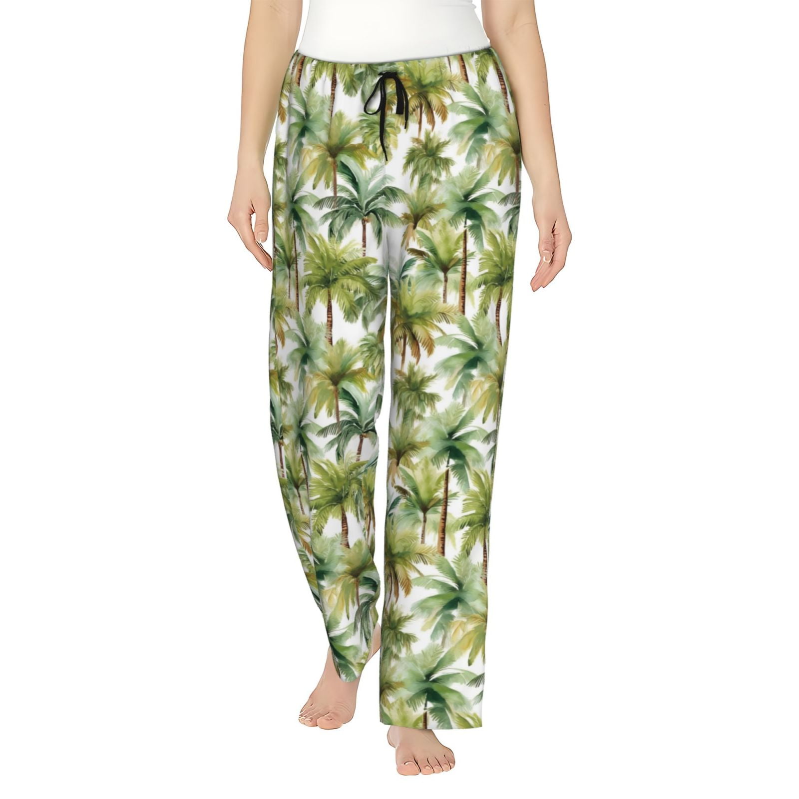 Xecao Green Hawaii Palms Women's Straight Lounge Pajama Pants: The ...