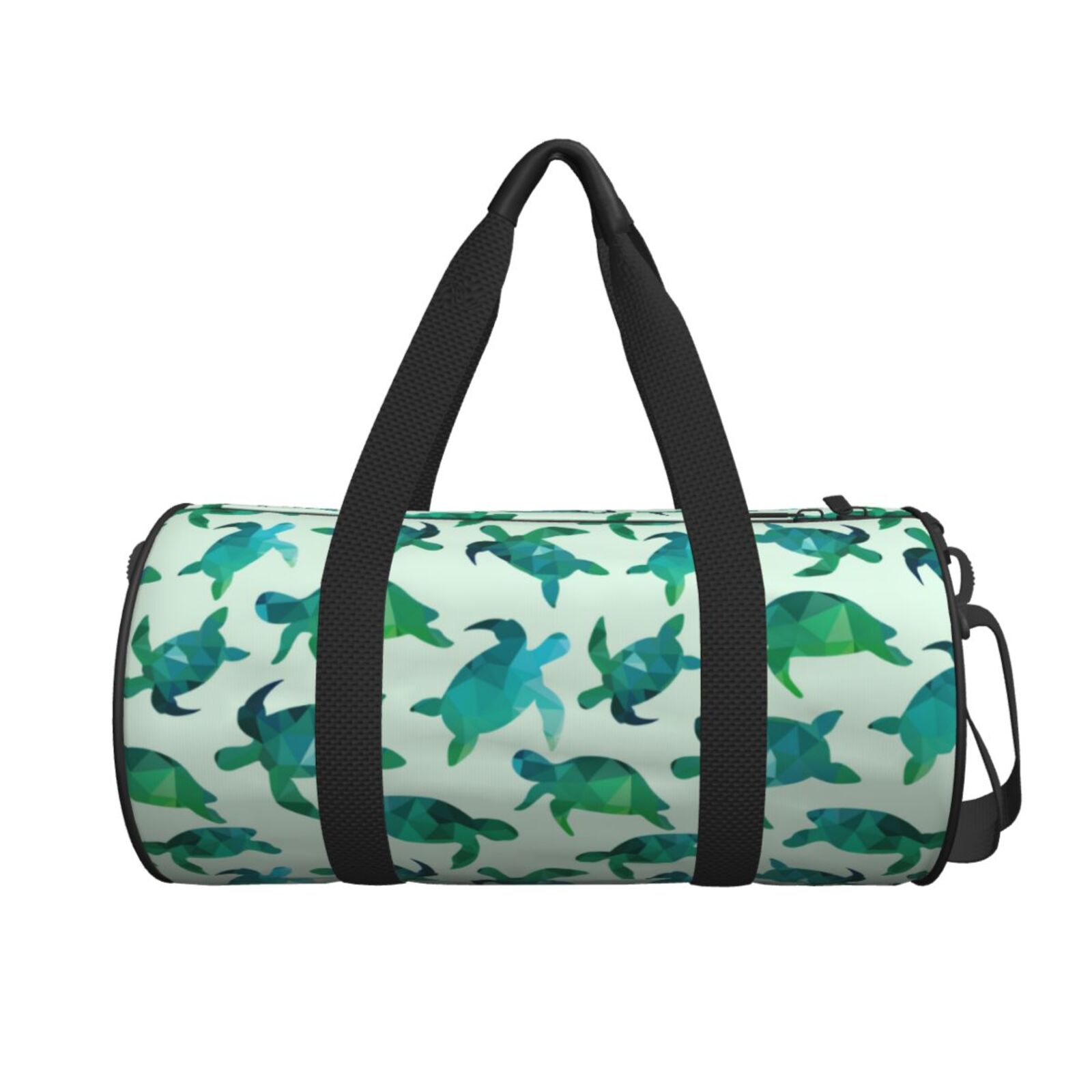 Xecao Green Sea Turtle print Round Travel Duffel Bag is a foldable gym ...