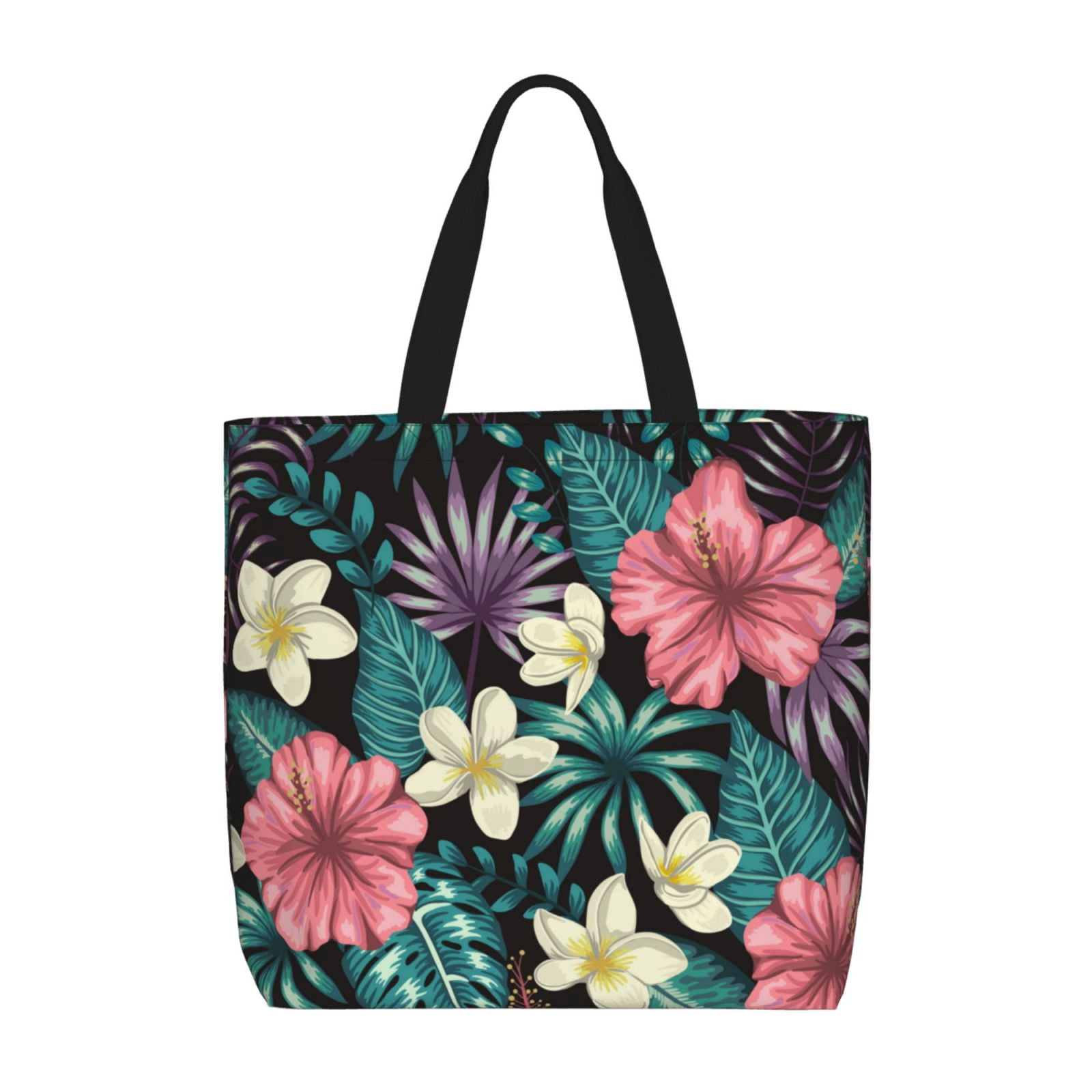 Xecao Green Tropical Leaves for Tote Bag: spacious with inner pockets ...
