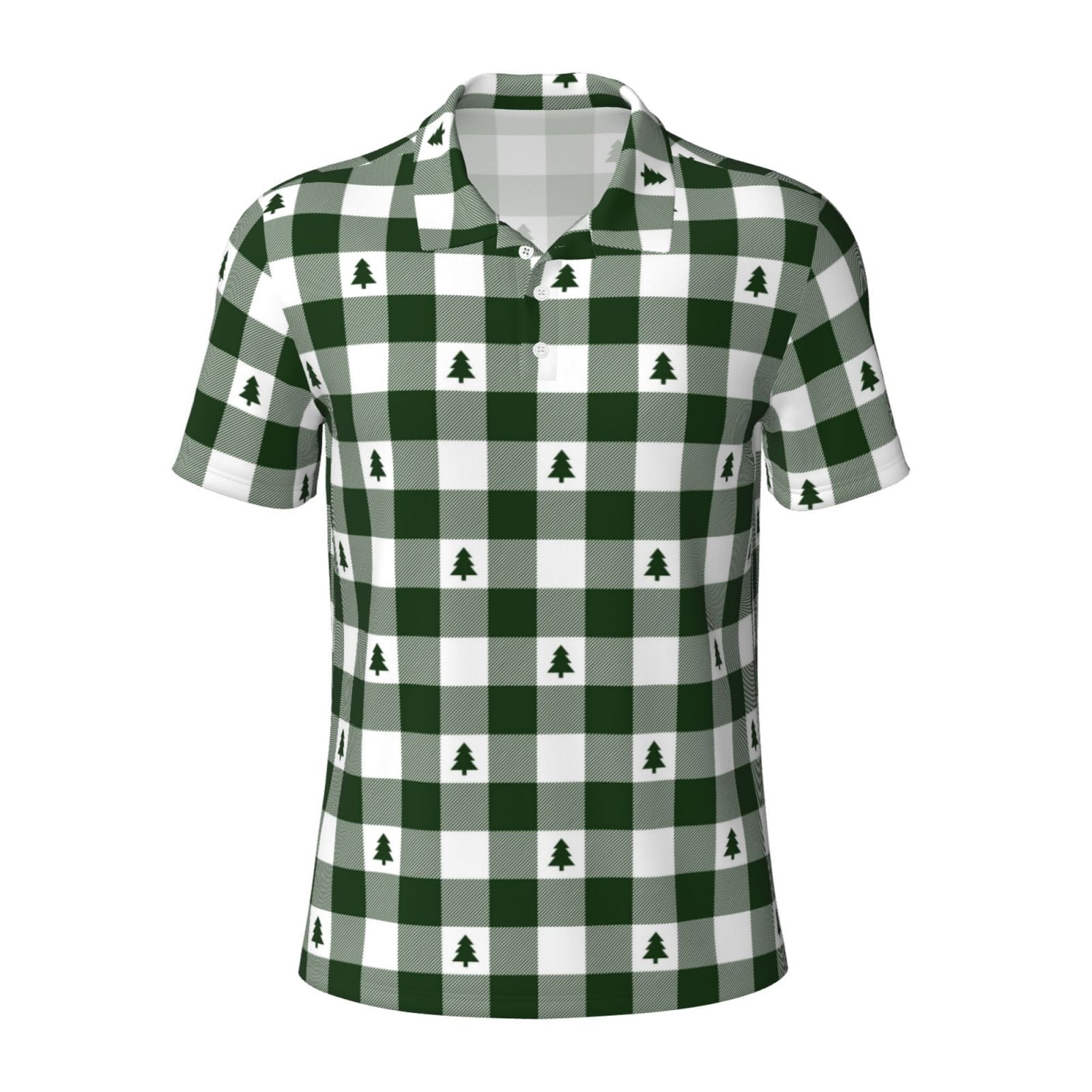Xecao Green White Christmas Tree Lumberjack Plaid for Mens' Casual ...