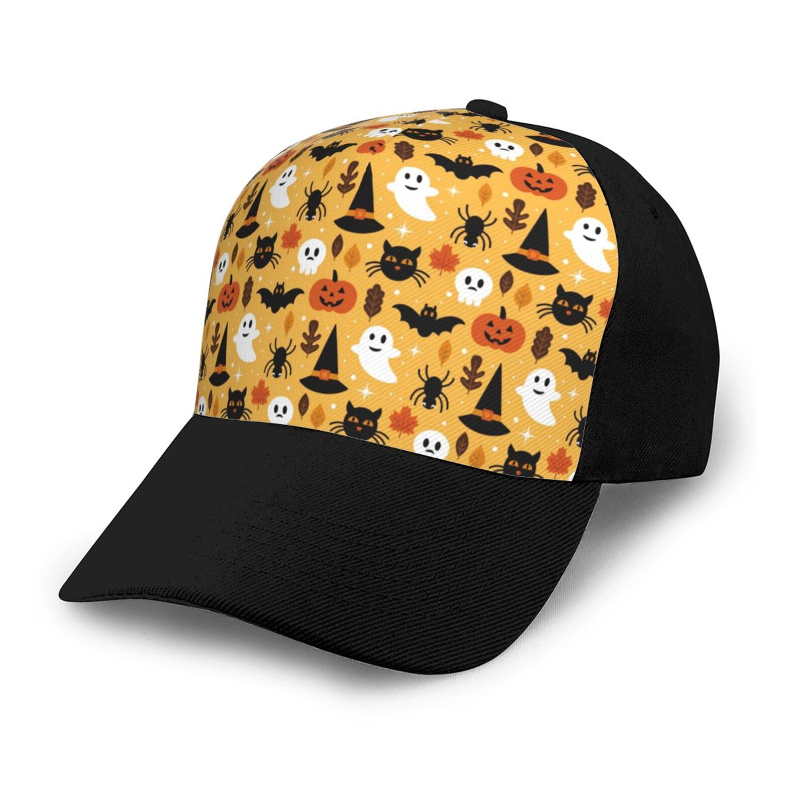 Xecao Halloween Ghost Pumpkin print unisex vintage washed baseball cap ...