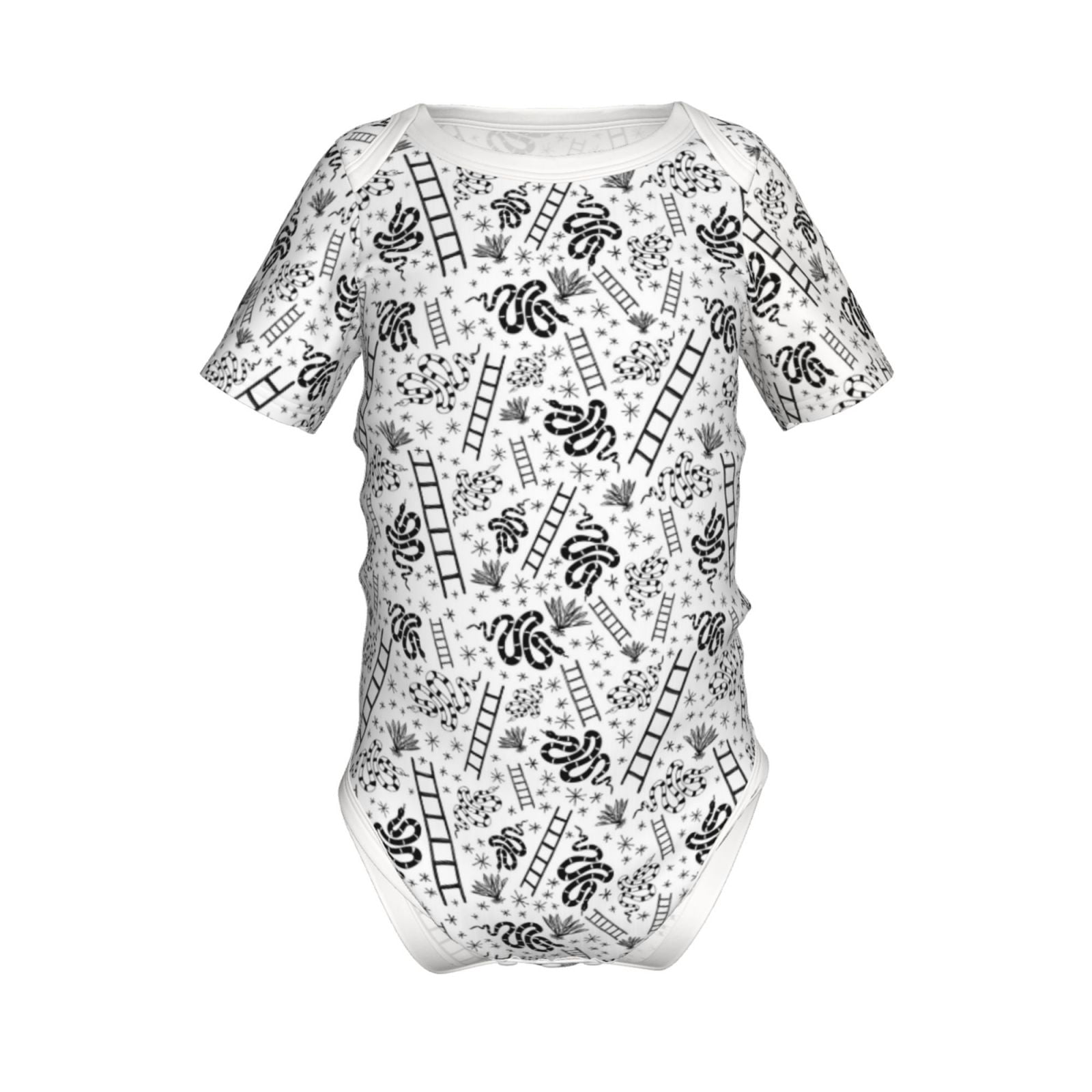 Xecao Hand Drawn Snake Pattern Baby Climbing Bodysuit Short Sleeve ...