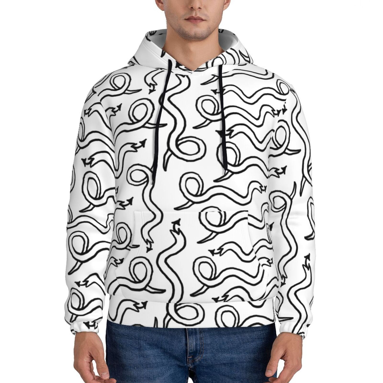 Xecao Hand Drawn Snake Pattern Men's Adult Pullover Hoodie,Hooded ...