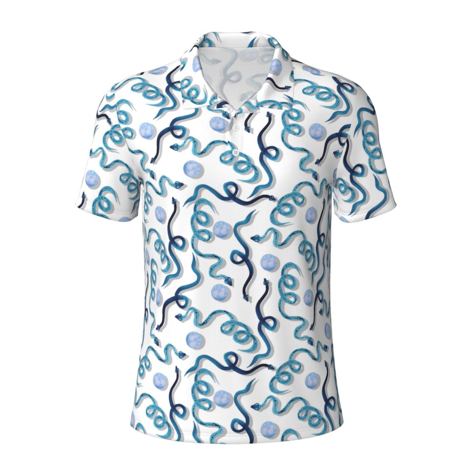 Xecao Hand Drawn Snake for Mens' Casual Short Sleeve Button-Down Polo ...