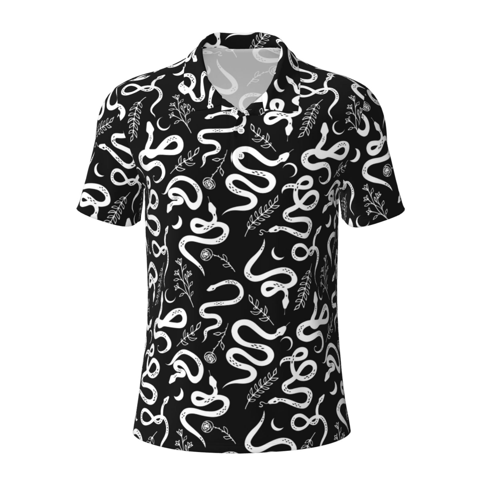 Xecao Hand Drawn Snake for Mens' Casual Short Sleeve Button-Down Polo Shirts for a Classic Golf ...