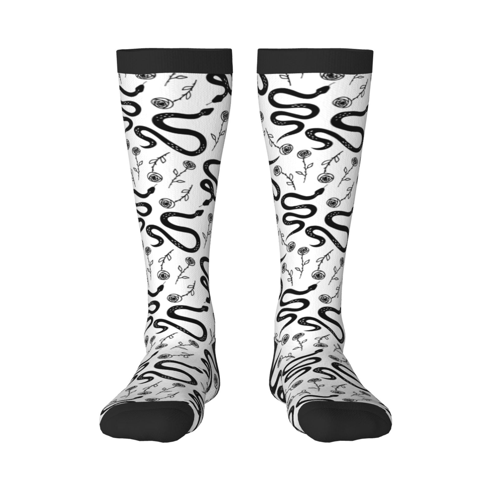 Xecao Hand Drawn Snake print thigh-high socks, crafted for both men and ...