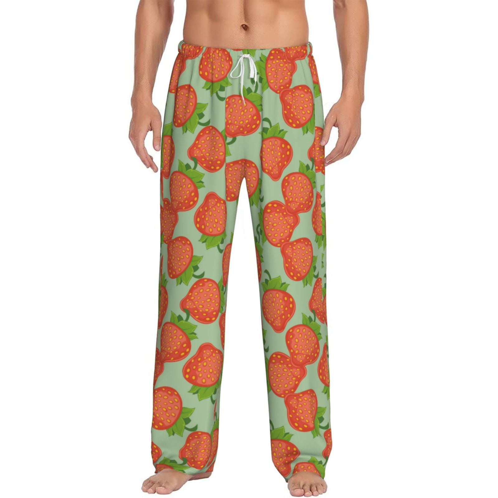 Xecao Hand Drawn Strawberry Men's Straight Lounge Pajama Pants: The ...