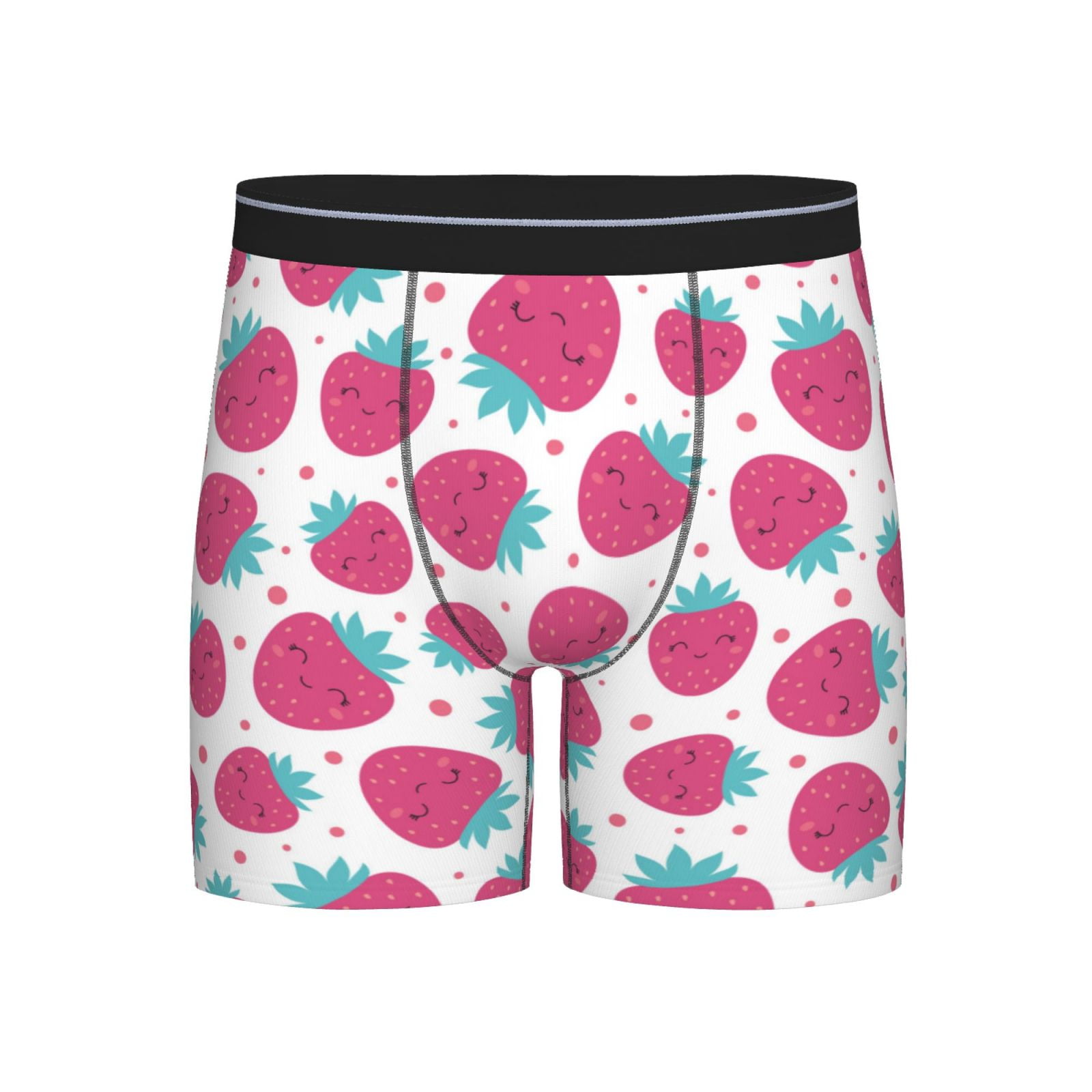 Xecao Hand Drawn Strawberry Print Boxer Briefs for Men's Stretch ...