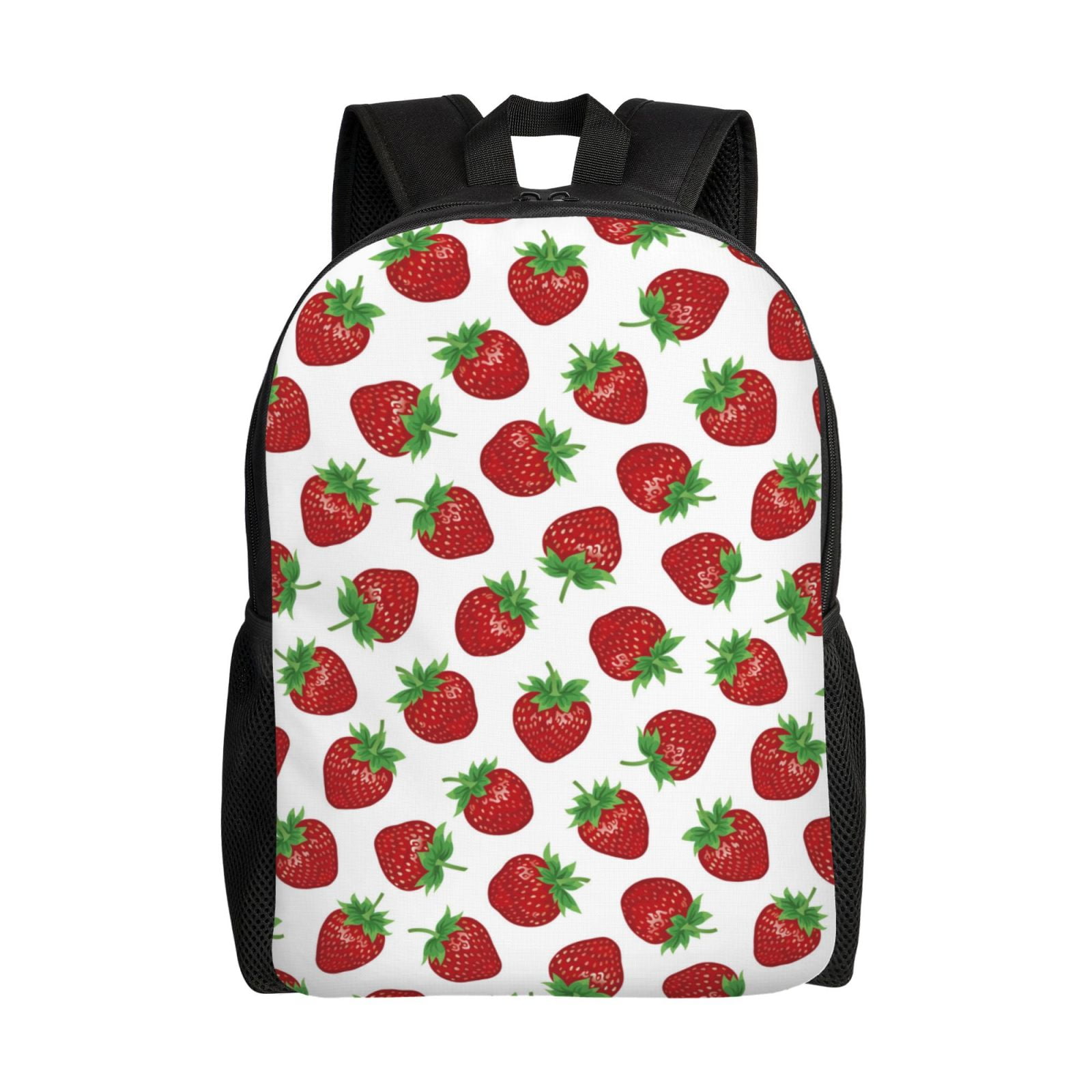 Xecao Hand Drawn Strawberry Print School Backpack with Laptop ...