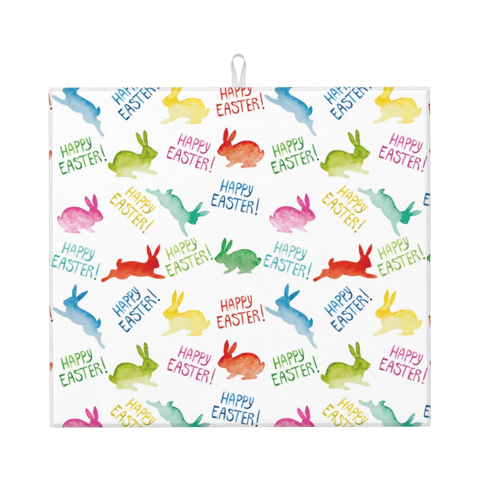 Xecao Happy Easter Rabbit Print Dish Drying Mat for Kitchen Counter ...