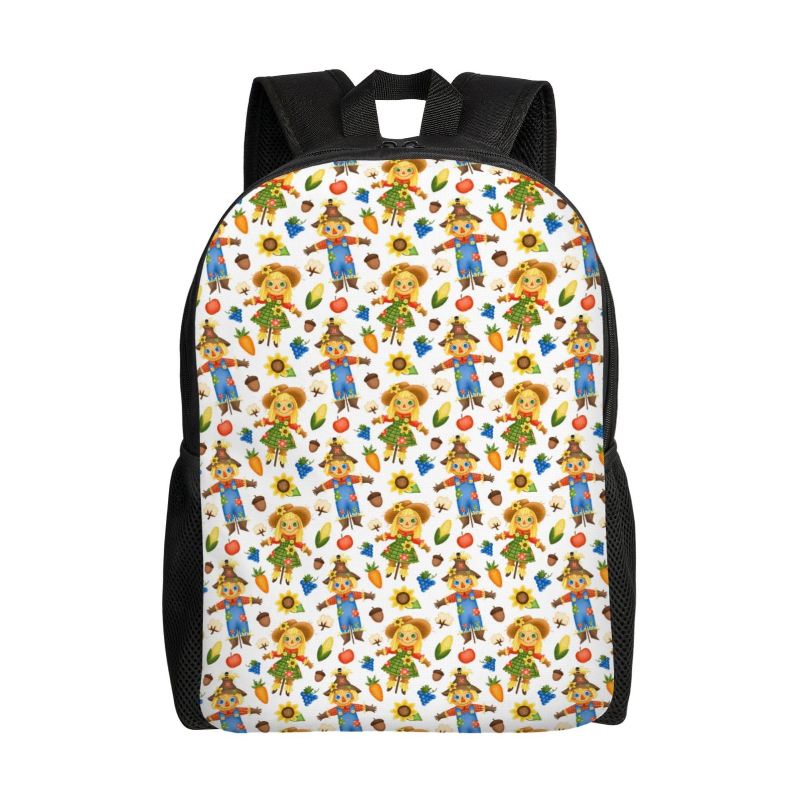 Xecao Harvest Scarecrow Pattern Print School Backpack with Laptop ...