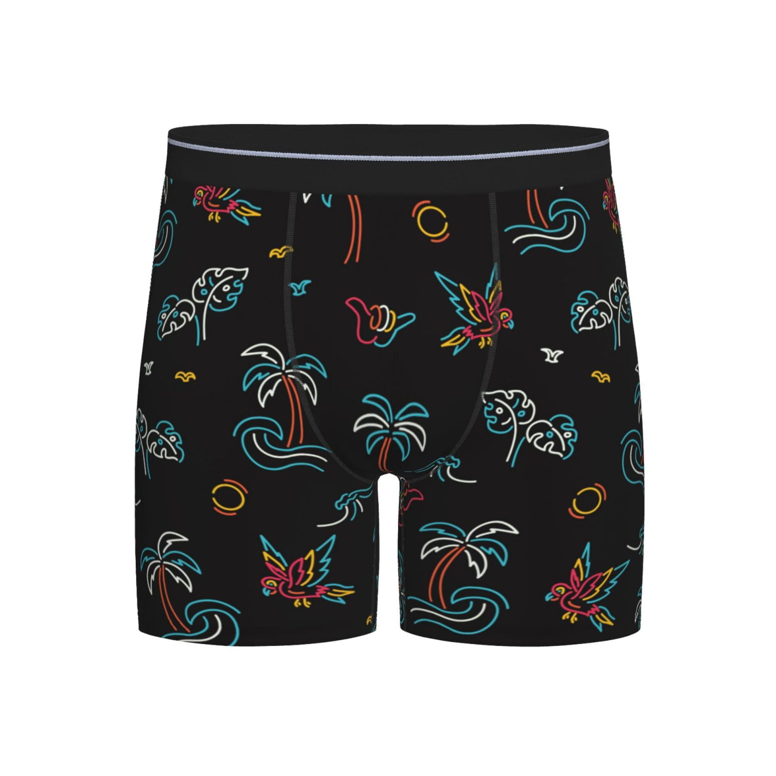 Xecao Hawaiian Style Print Boxer Briefs for Men's Stretch Moisture ...