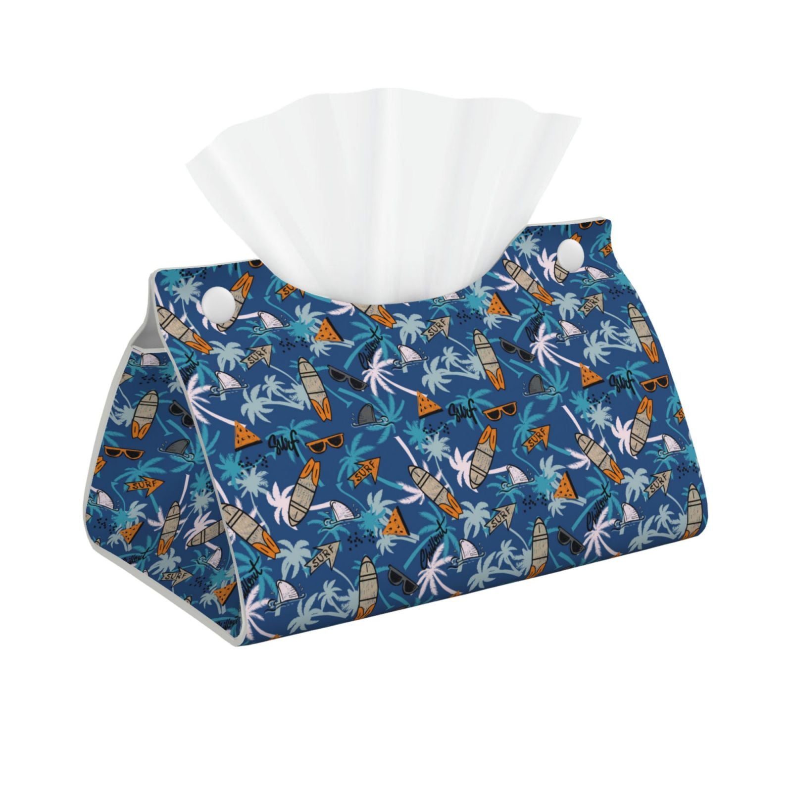 Xecao Hawaiian Style Print Tissue Box Cover,Modern PVC Leather Square ...