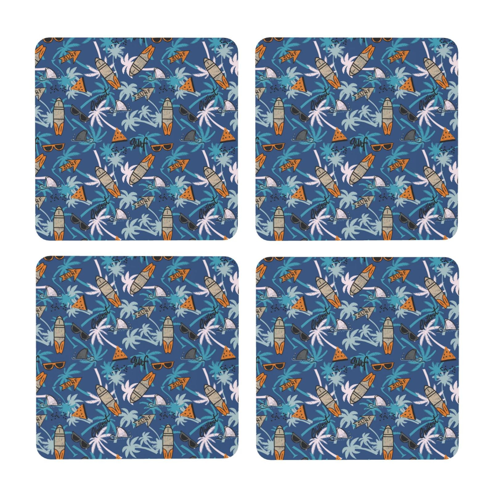 Xecao Hawaiian Style for MDF Cork Coaster 4 Pcs,Drink Coasters,Suit for ...
