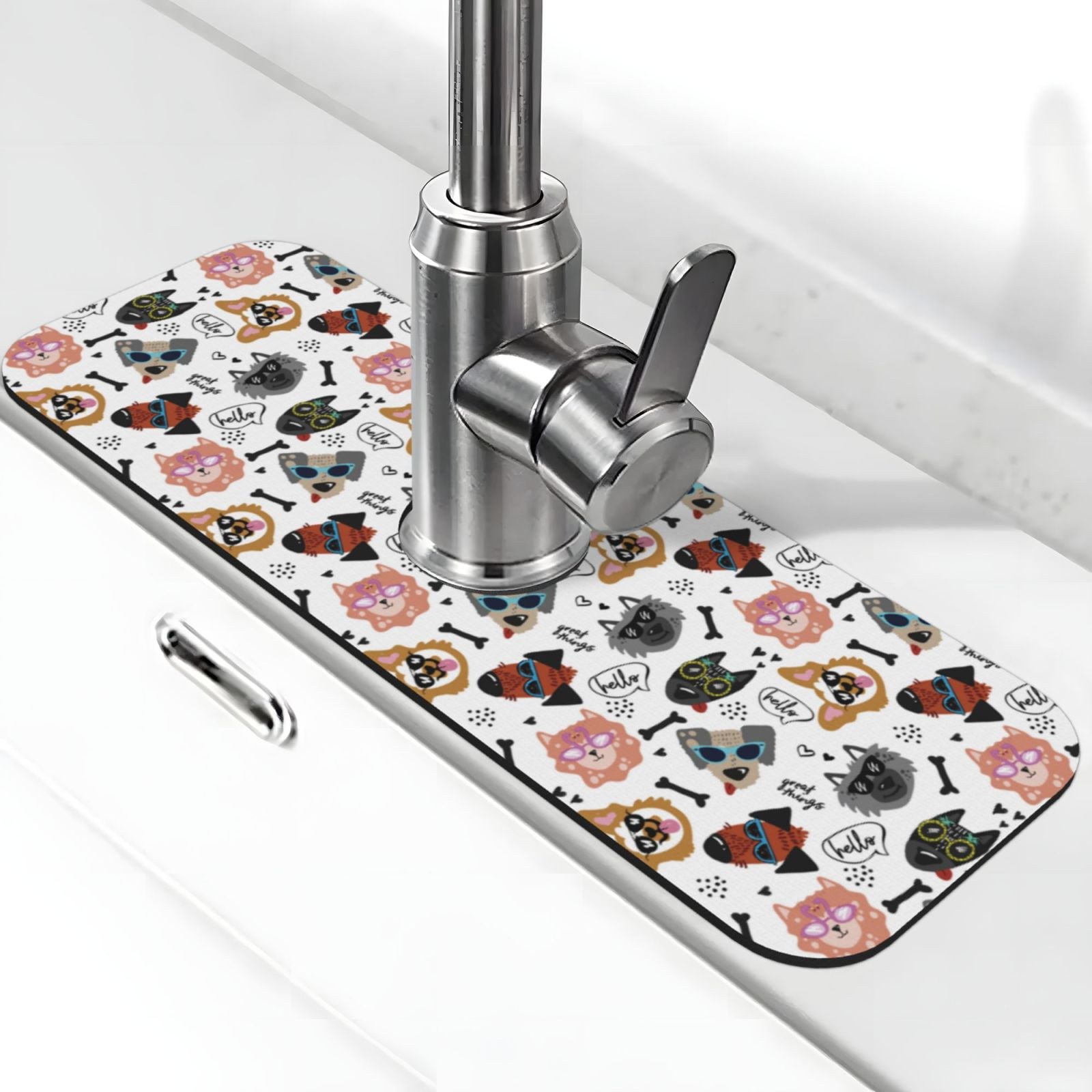 Xecao Hip Hop Dog for Kitchen Sink Splash Guard Faucet Mat , Faucet ...