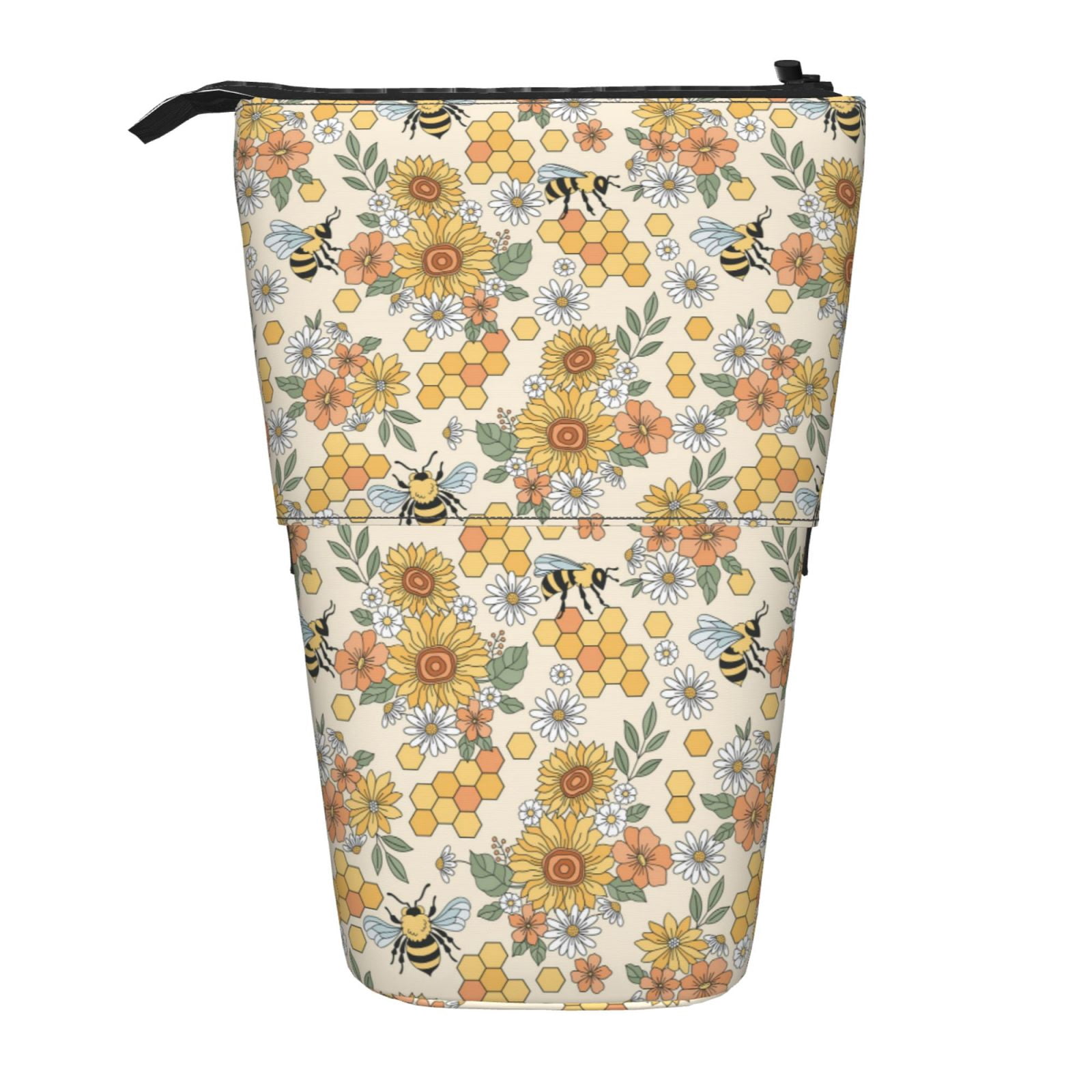 Xecao Hippie Bee Honeycomb Print Telescopic Pencil Bag Pen Holder Pop ...