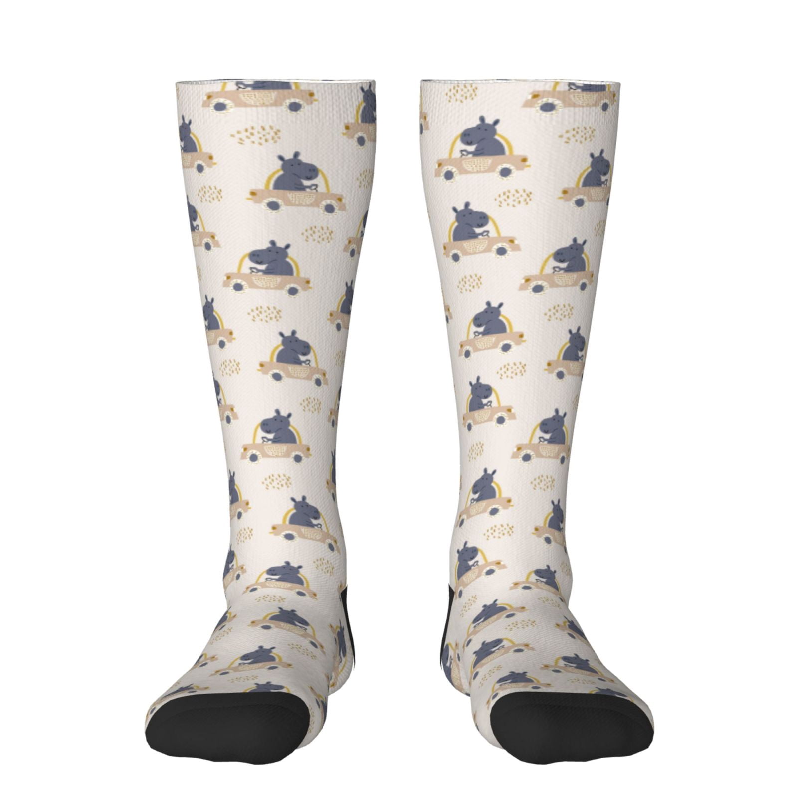 Xecao Hippos Driving A Car Print Compression Socks for Both Men And ...