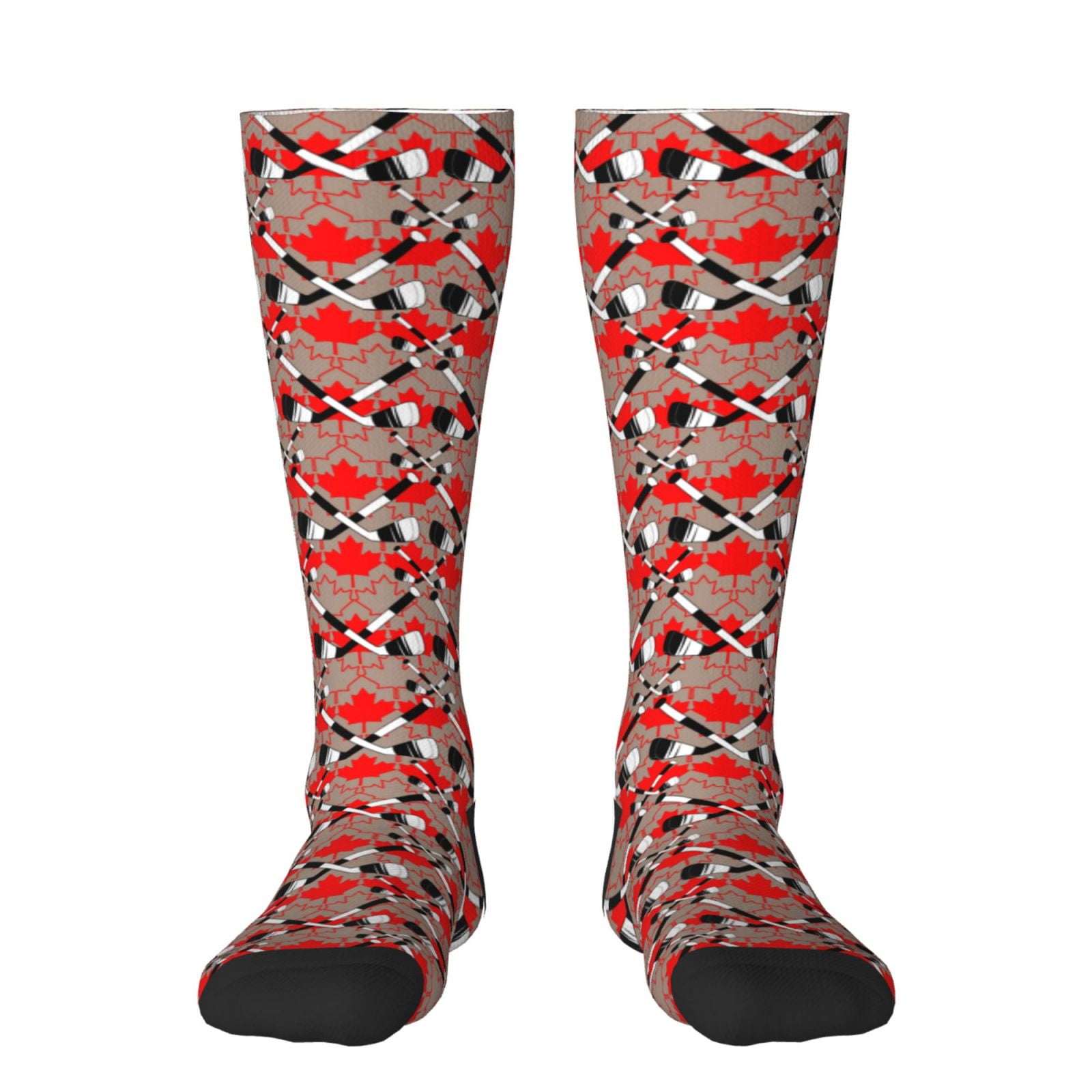 Xecao Hockey With Maple Leaves Print Compression Socks for Both Men And ...